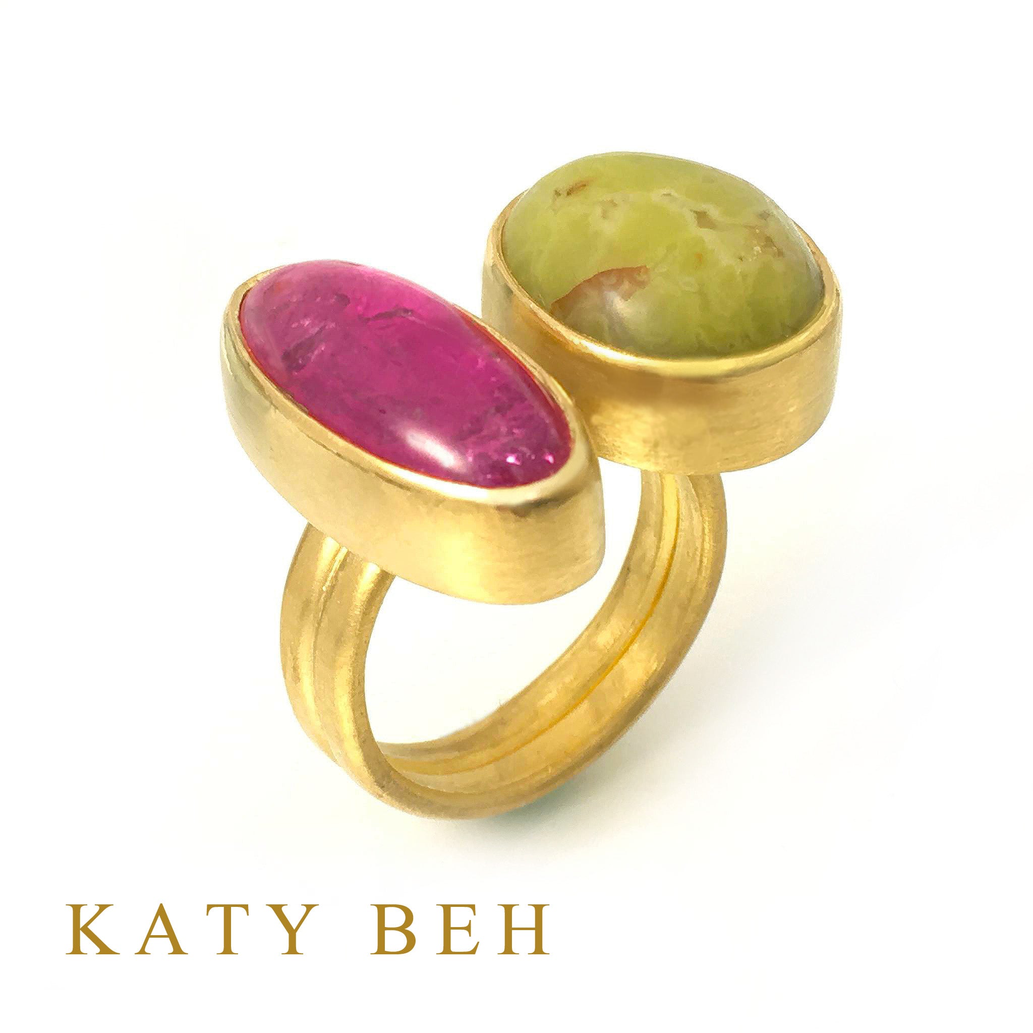 Becca Rubellite and Green Opal Ring | Katy Beh Jewelry