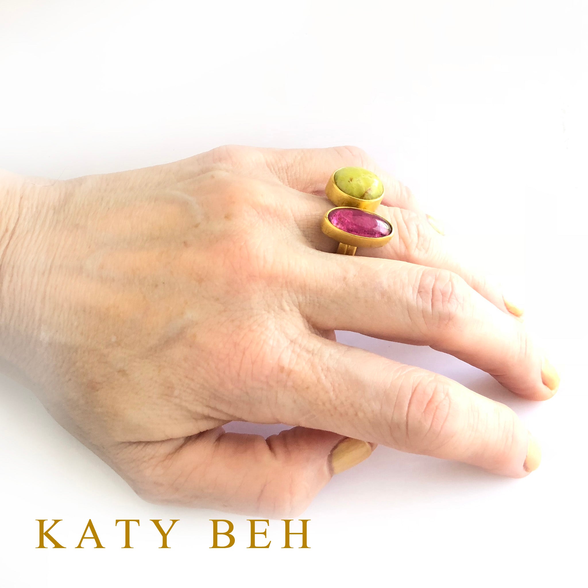 Becca Rubellite and Green Opal Ring | Katy Beh Jewelry