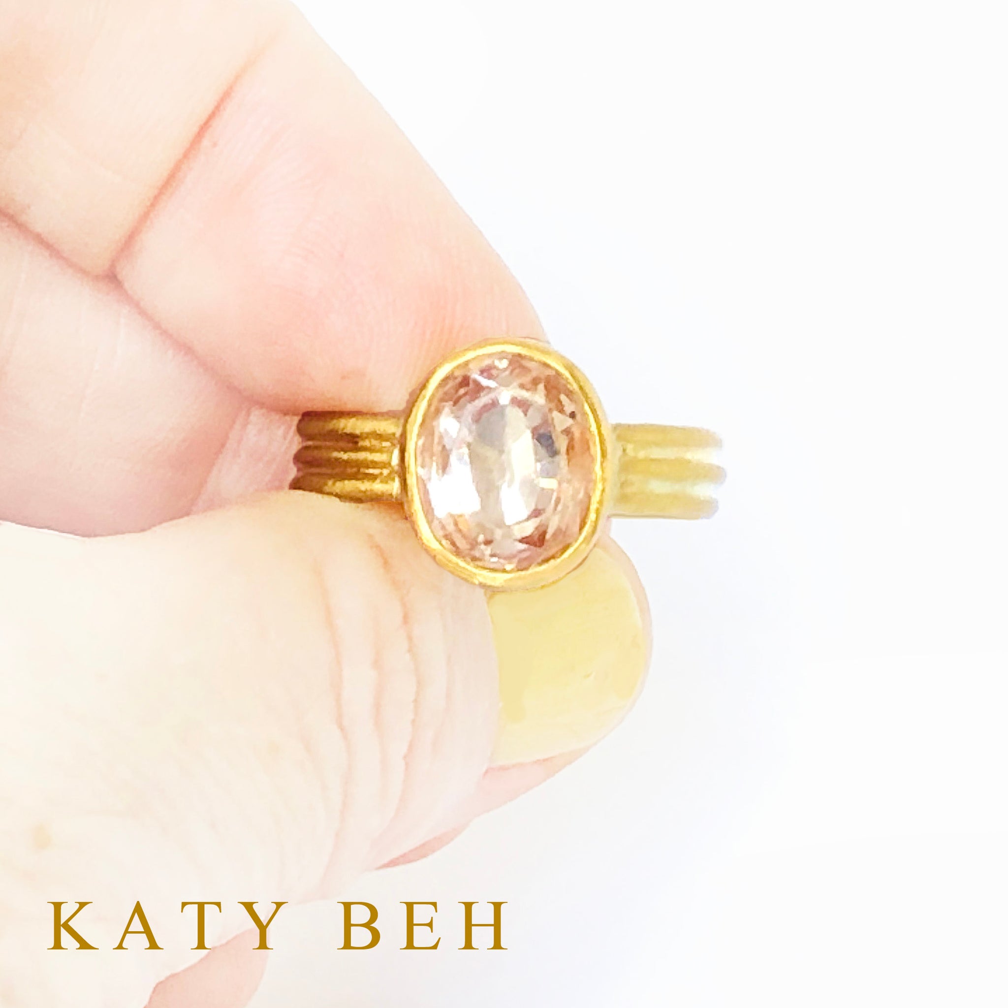 Louise Peach Padparadscha Sapphire Ring | Katy Beh Jewelry